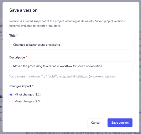 [Beta] SDLC: Project Versions and Change History - Tray.ai Documentation